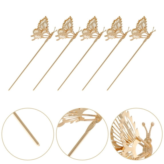 CTIRCHIU 10Pcs Golden Hair Sticks for Buns Butterfly Pattern Bridal ...