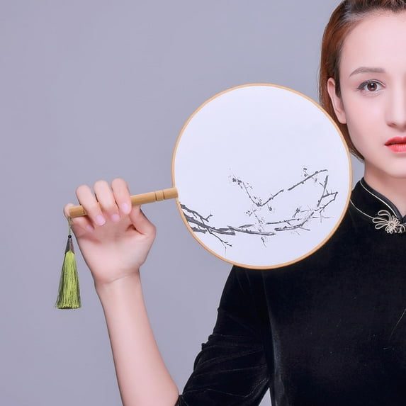 CTIRCHIU 10Pcs Round Fan Handle For Crafting Beige Wood Fan Holder For ...