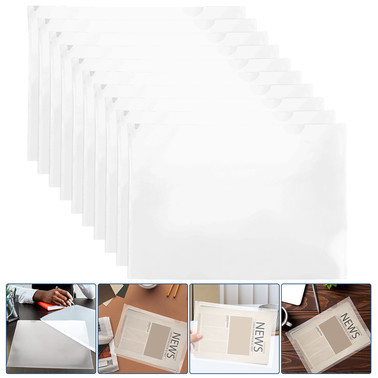 CTIRCHIU 10pcs A4 Clear File Folders PP Material Three Sides Seal ...