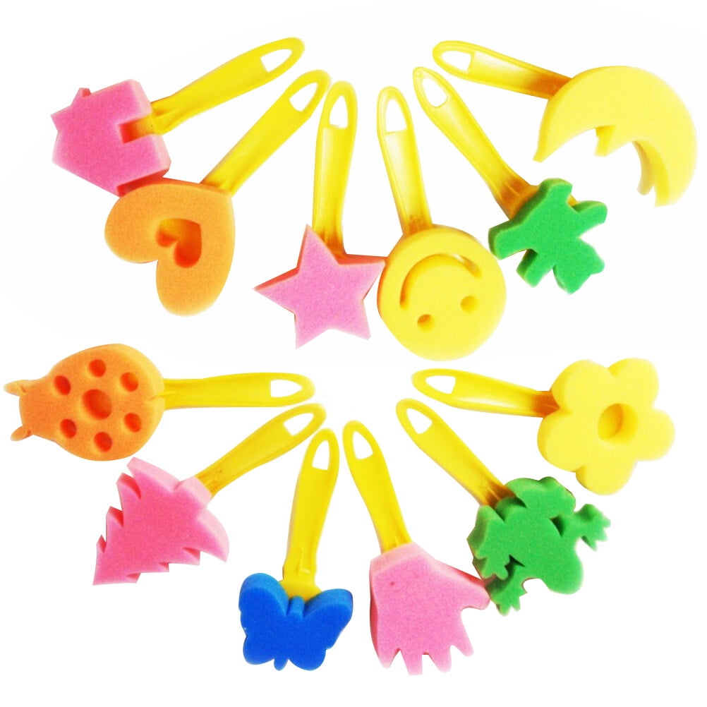 CTIRCHIU 12Pcs Craft Paint Brushes Assorted Color for Children Drawing ...