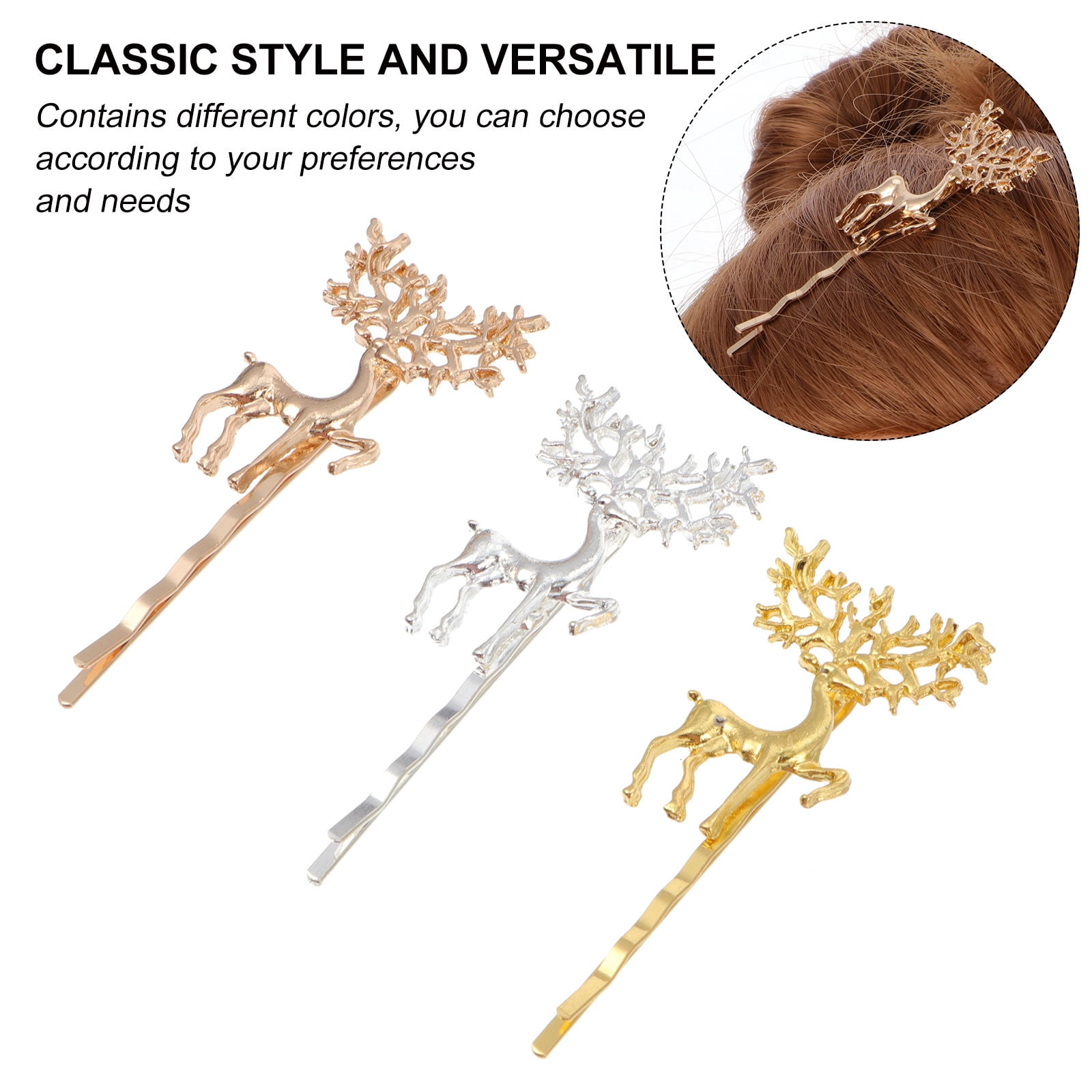 CTIRCHIU 12Pcs Festive Hair Clips for Women with Elk Shape and Assorted ...