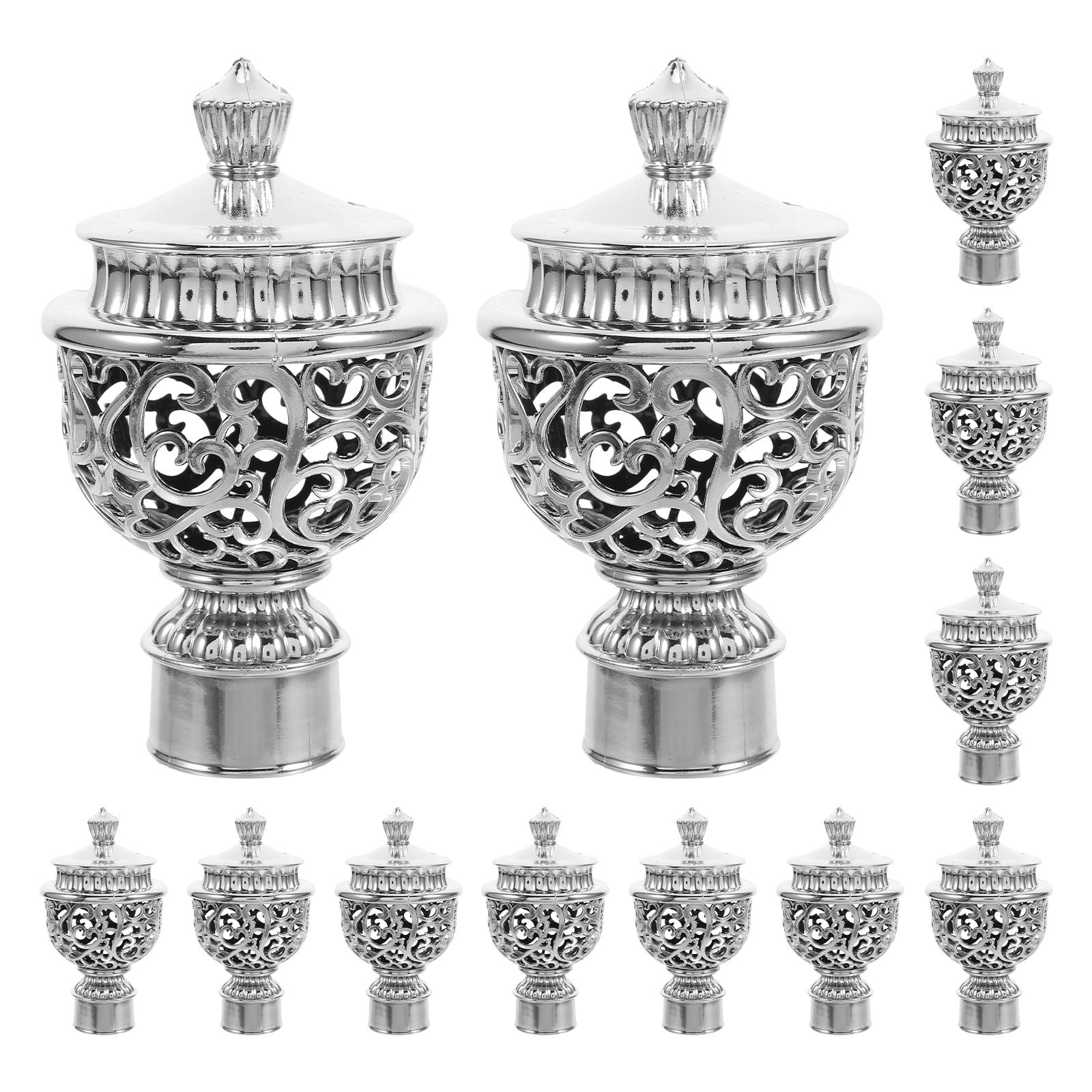 CTIRCHIU 12Pcs Silver Curtain Rod End Caps Made from ABS with Hollow ...