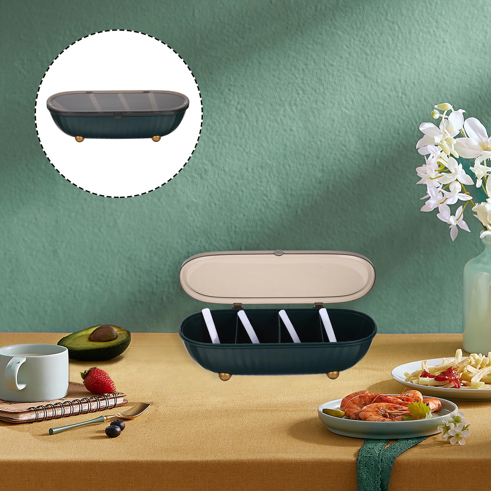 CTIRCHIU 1Pack Divided Seasoning Container In Polypropylene For Kitchen ...