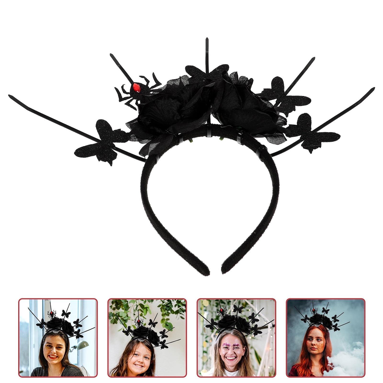 CTIRCHIU 1Pack Gothic Headpiece Spider Headband Black Circular Cloth ...