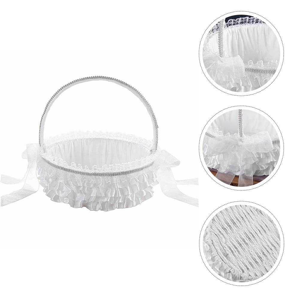CTIRCHIU 1Pack Lace Wedding Basket for Flower Girl Proposal 21x0.3937in ...