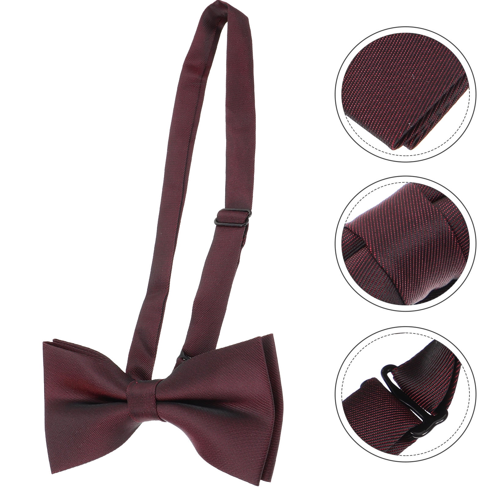 CTIRCHIU 1Pack Men Bow Tie Set Dark Red Polyester Elastic Strap For ...