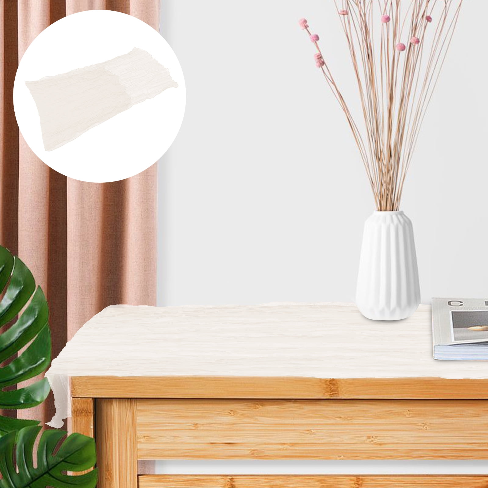 CTIRCHIU 1Pack Table Runner Decor Beige Polyester Folding Rectangular ...