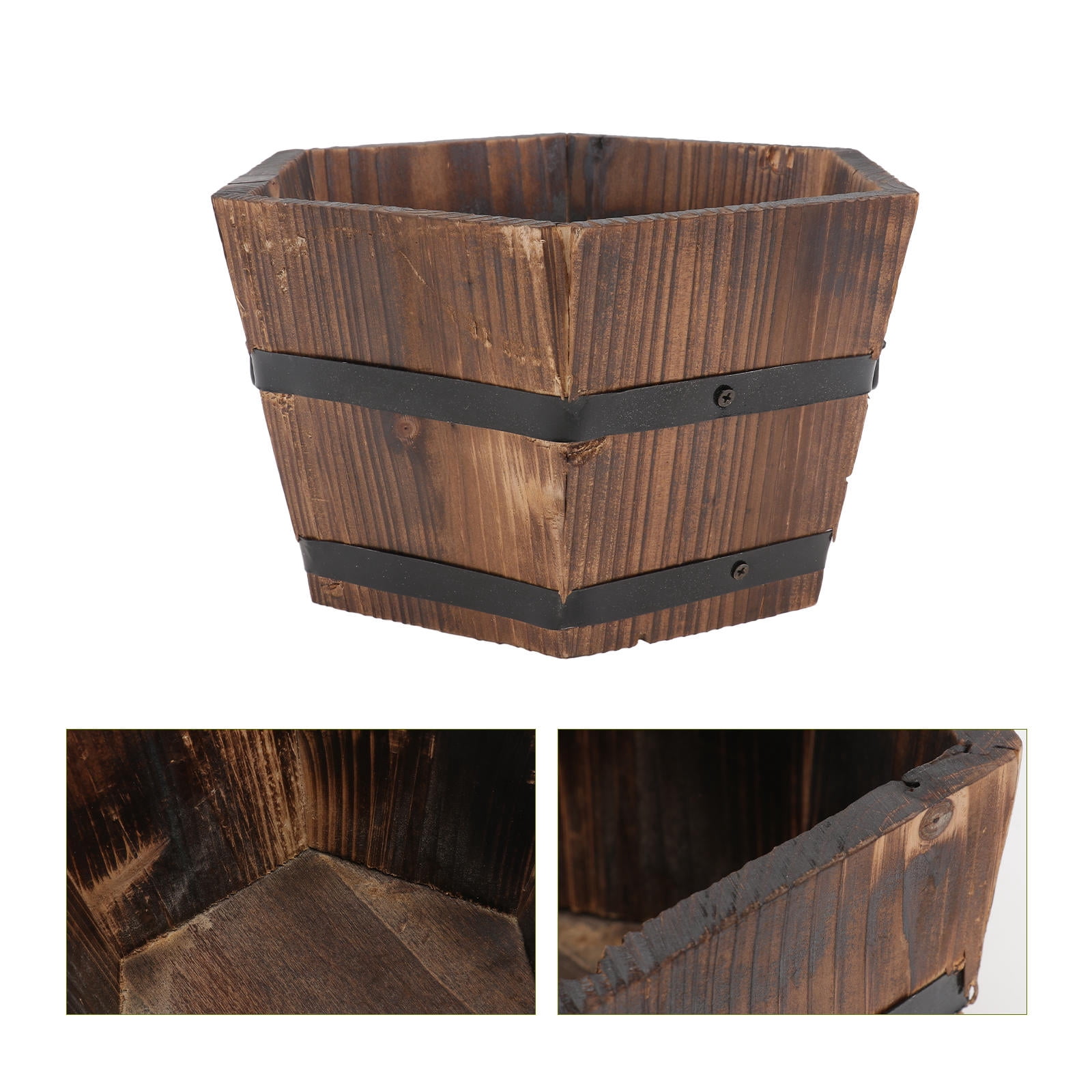 CTIRCHIU 1Pc Rustic Flower Pot Wooden Succulent Planter Simple Retro ...