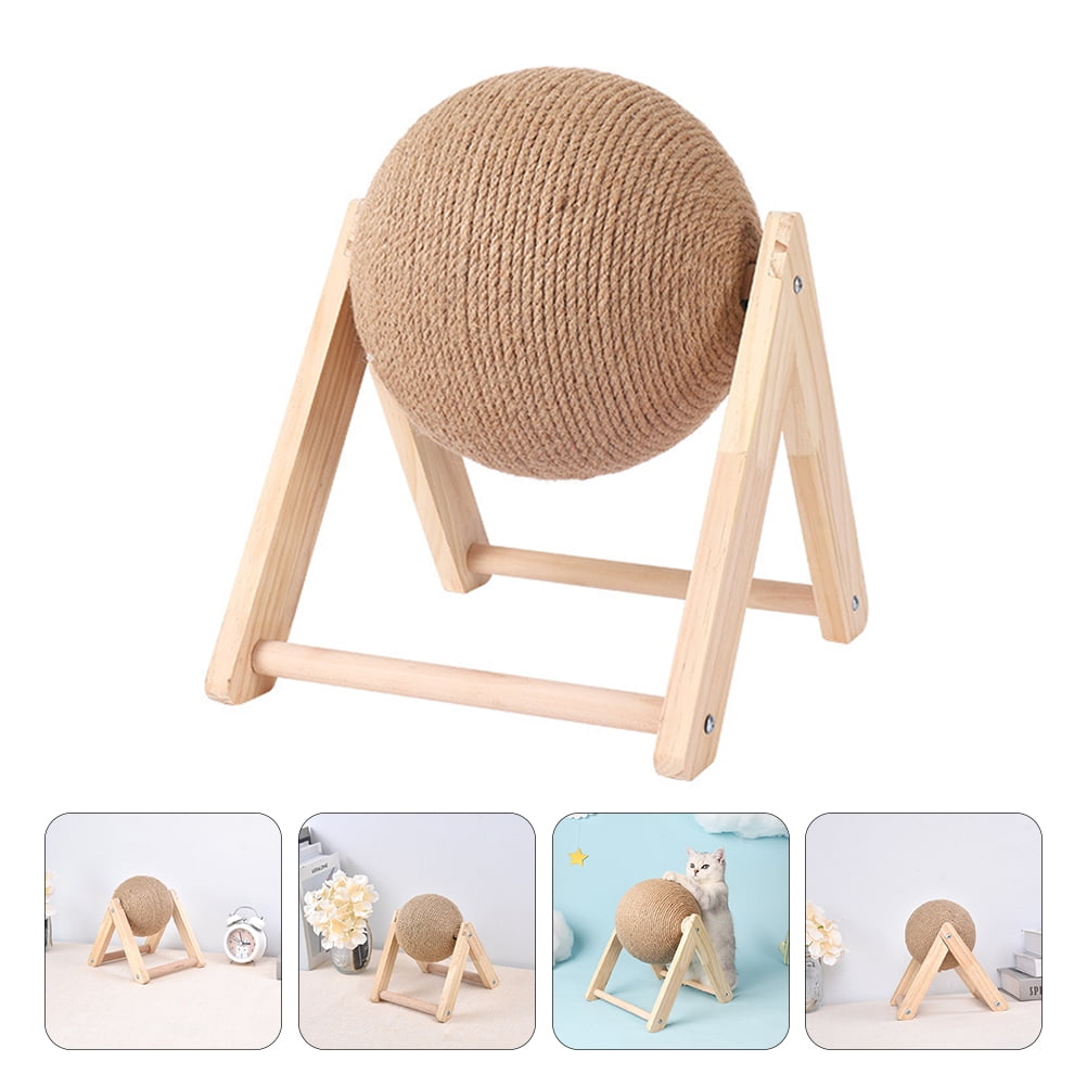 CTIRCHIU 1Pcs Cat Scratching Ball Light Brown Wood Sisal Rope for ...