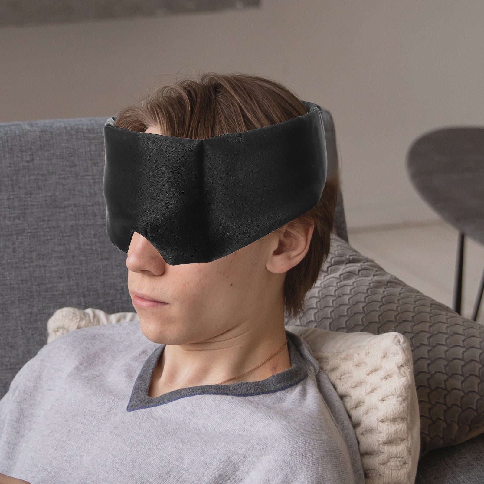 CTIRCHIU 1Pcs Deep Sleep Mask Black Polyester Imitation Silk Cotton ...