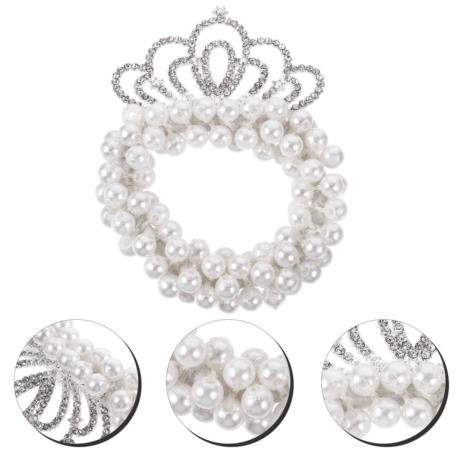 CTIRCHIU 1Pcs Pearl Crown Hair Scrunchies For Girls With Silver Color ...