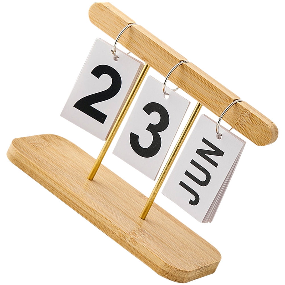 CTIRCHIU Nordic Style Wood Iron Perpetual Desk Calendar Date Display ...
