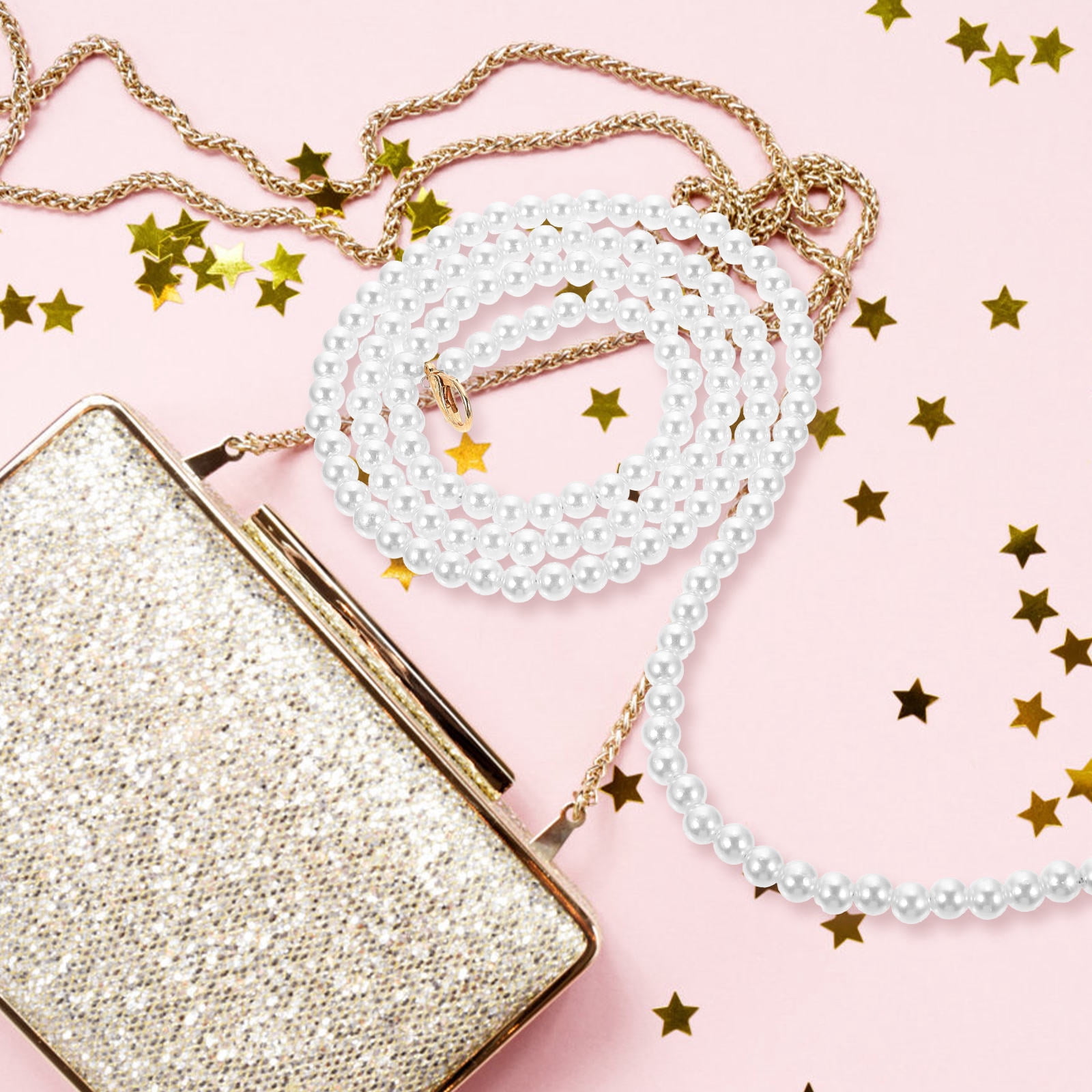 CTIRCHIU 1Set Cross Body Bag Chain Golden and White 120in Plastic for ...