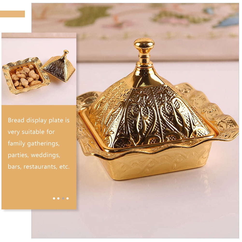 CTIRCHIU 1Set Golden Metal Cake Storage Plate with Lid for Bakeries and ...