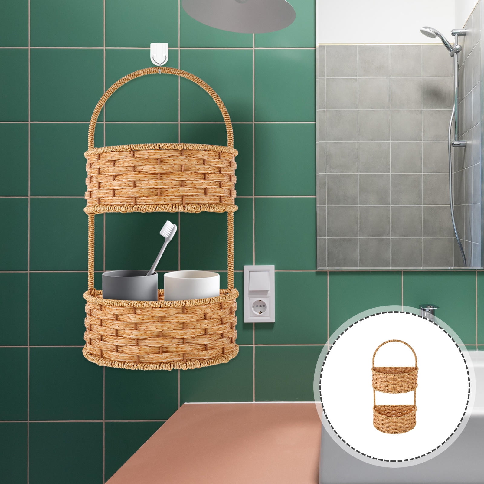 CTIRCHIU 1Set Rustic Style Wall Mount Storage Organizer Woven Wall ...