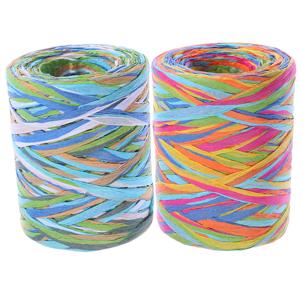 CTIRCHIU 2 Rolls Raffia Paper Ribbons Assorted Colors for Party ...