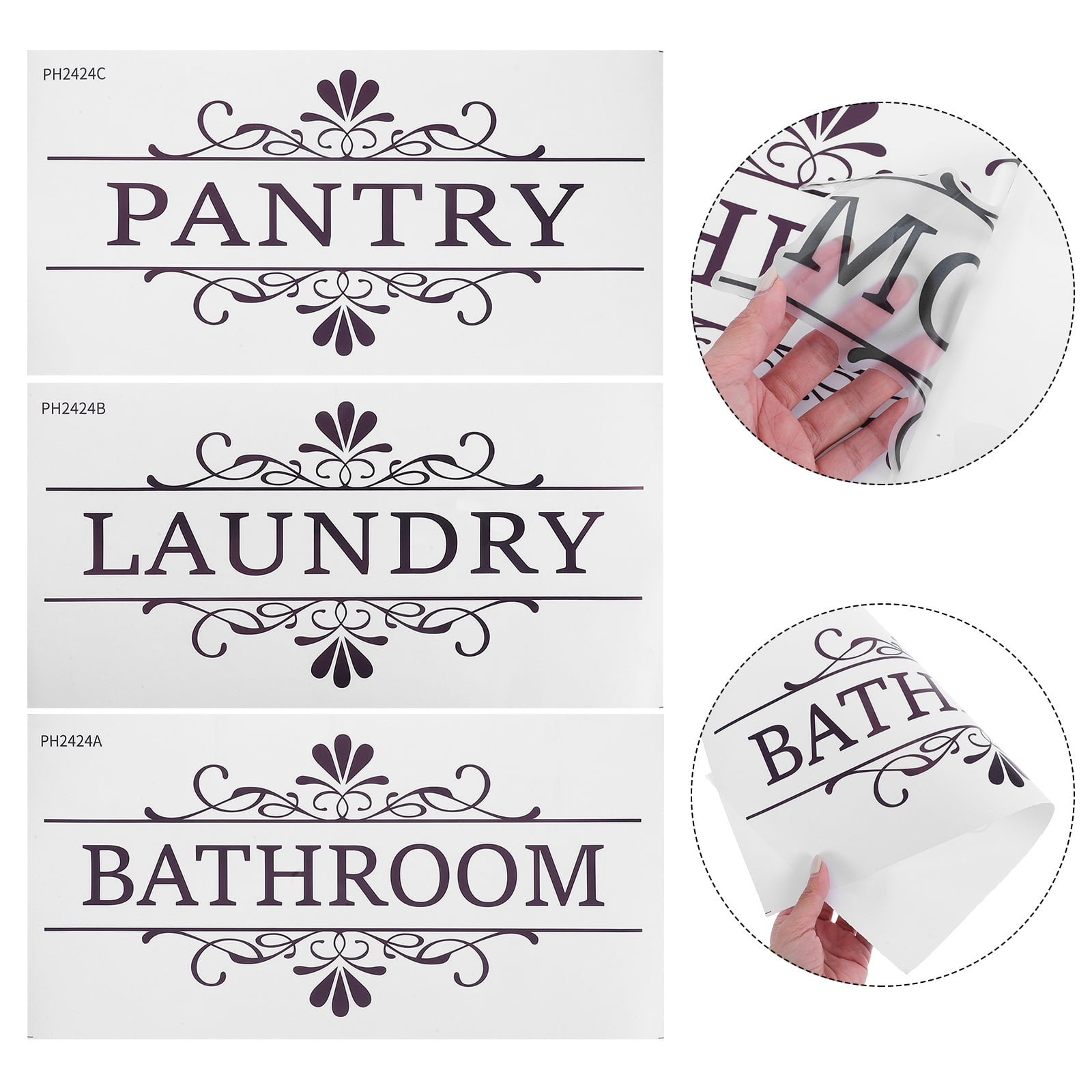 CTIRCHIU 2Sets Bathroom Wall Clings Removable PVC Laundry Room Door ...