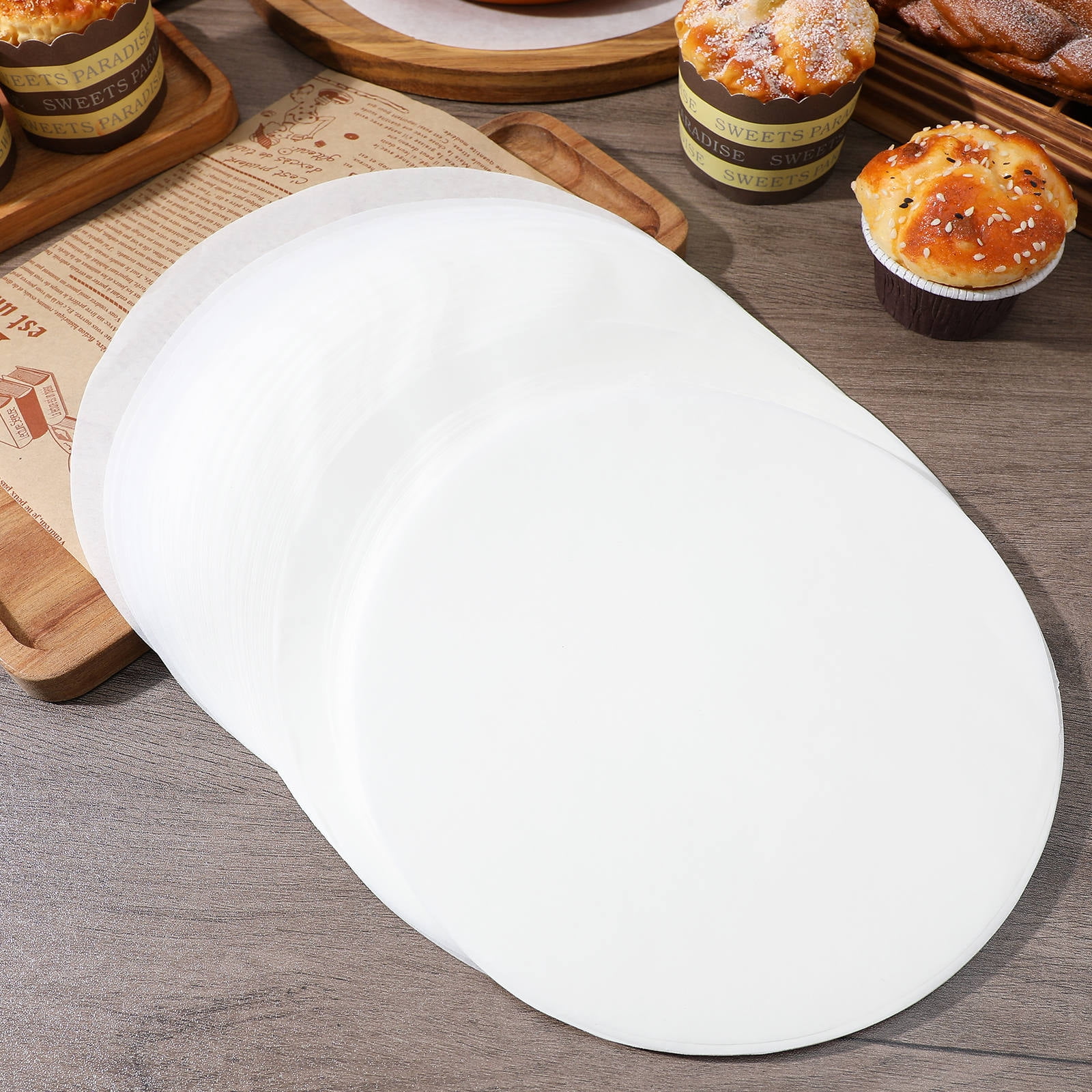 CTIRCHIU 200 Pieces White Parchment Paper Rounds Non-Stick Liners for ...