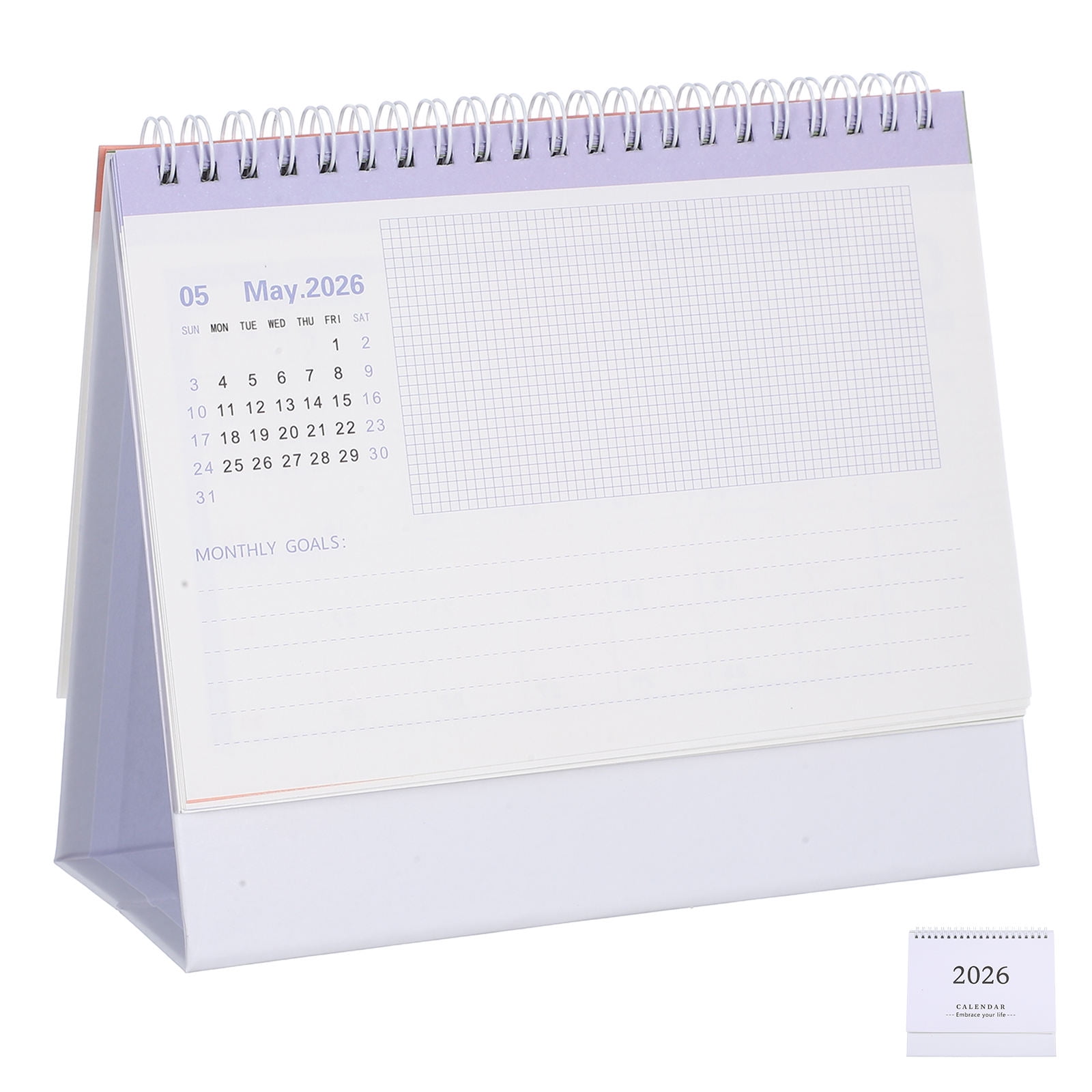 CTIRCHIU 2026 Small Standing Desk Calendar White Compact Monthly ...