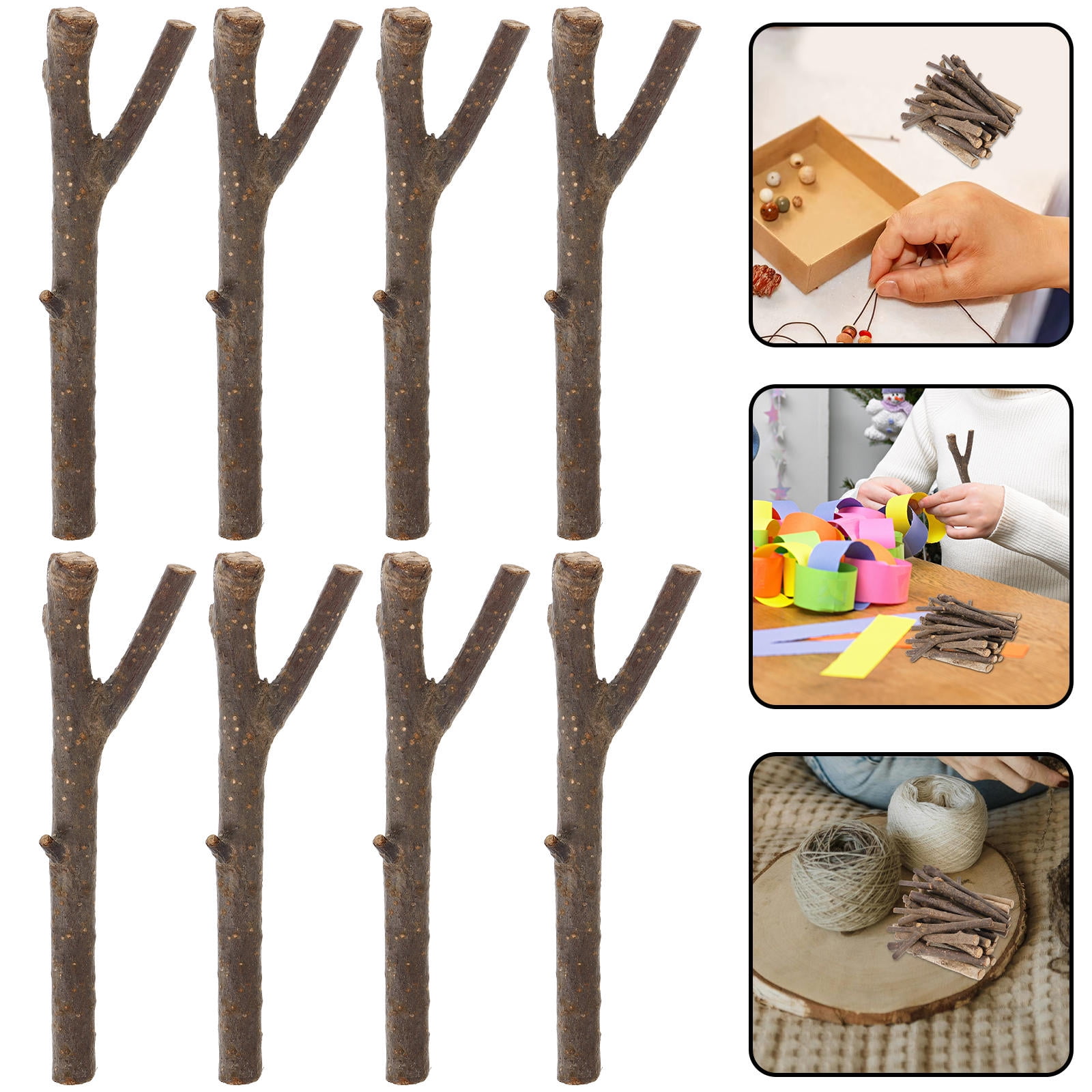 CTIRCHIU 20 Pieces Wood Logs with Y Shaped Forks for Crafting and ...