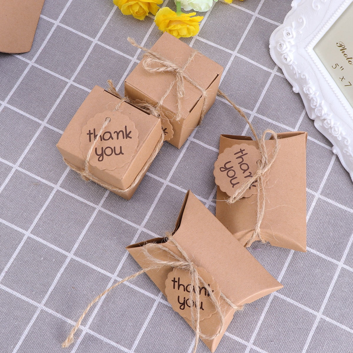 CTIRCHIU 20pcs Khaki Kraft Paper Boxes with Thank You Cards for Parties ...