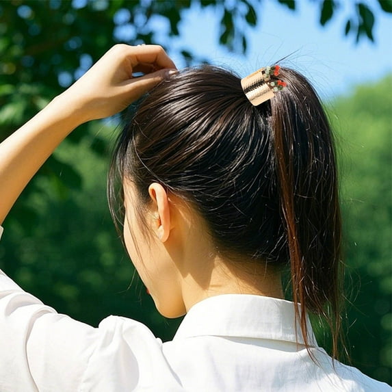 CTIRCHIU 2Pcs High Ponytail Buckles Golden Glass Bead Tassel Hair Clips ...