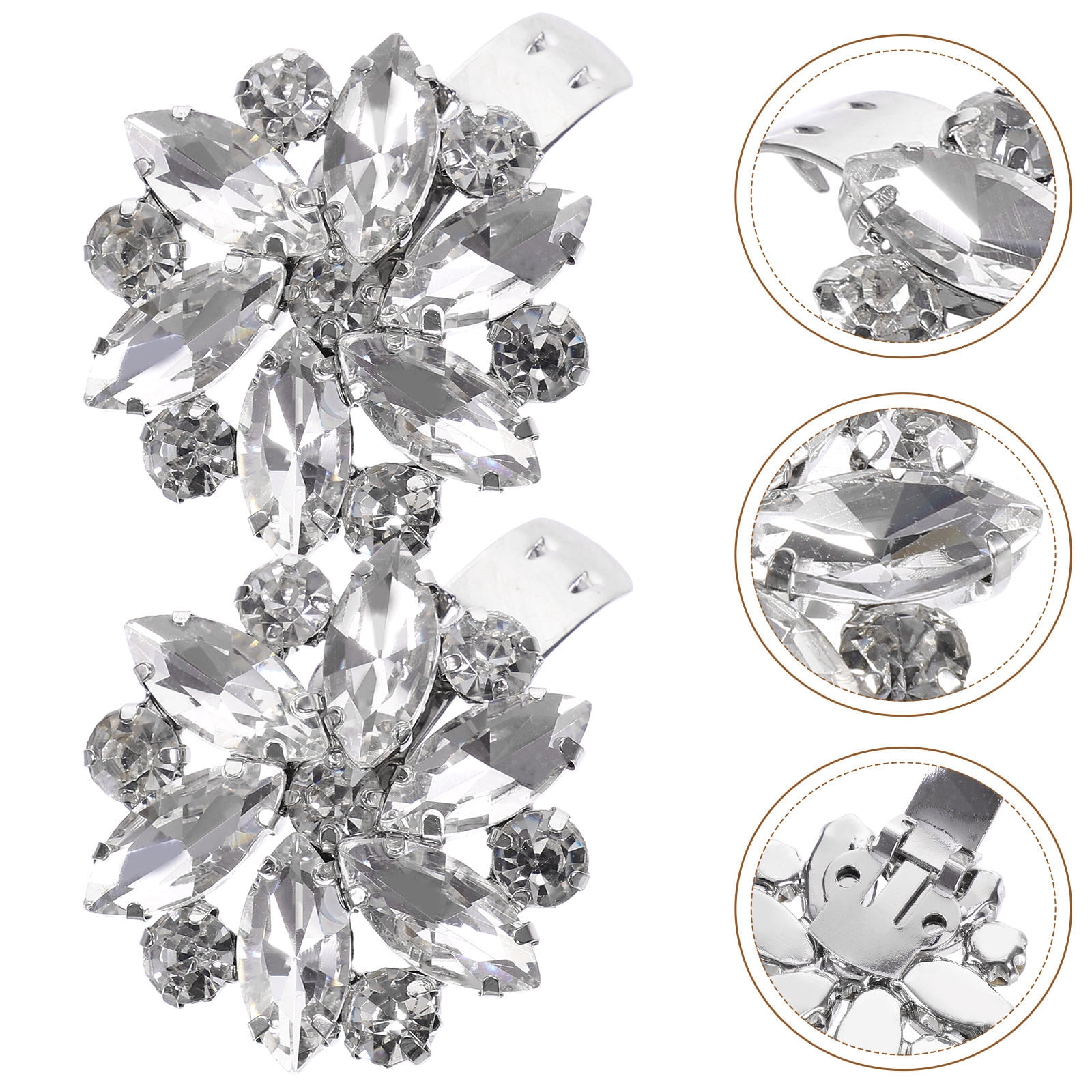 CHILDWEET 2 pcs Decorative Crystal Flower Shoe Buckles Sparkly ...