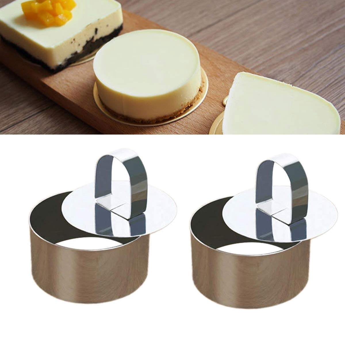CTIRCHIU 2Pcs Stainless Steel Cake Cooking Rings with Pusher for Baking ...