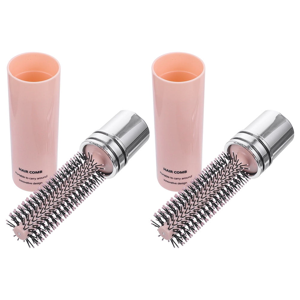 CTIRCHIU 2Pcs Styling Brush For Curly Hair Round Travel Size 4.7In Pink ...
