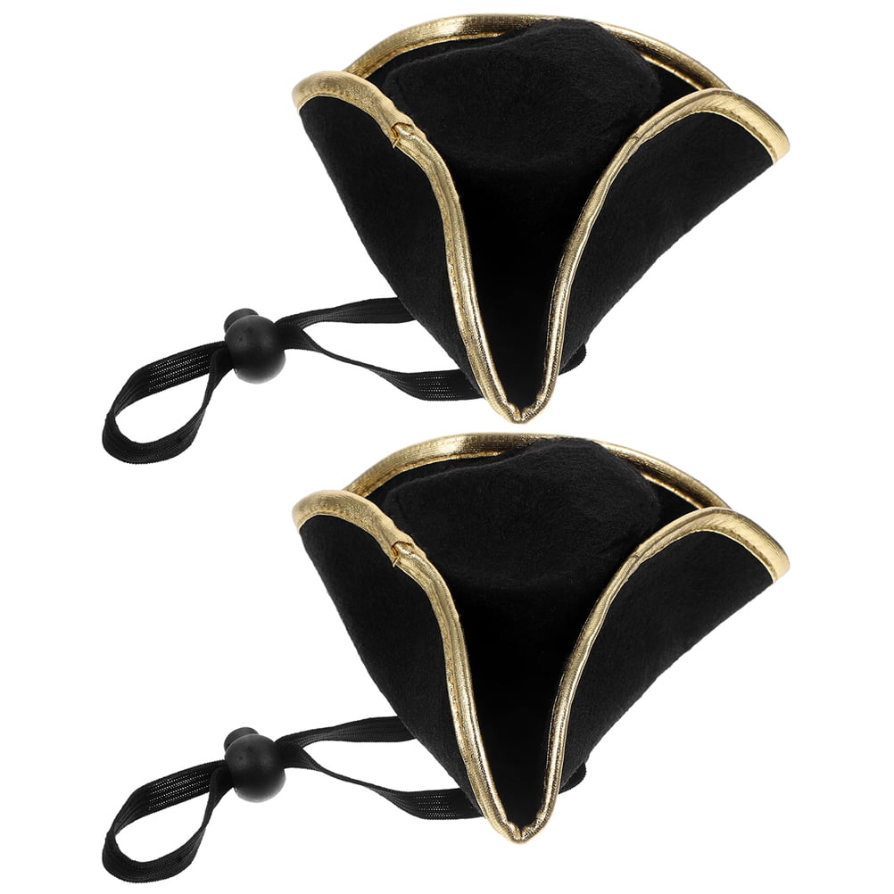 CTIRCHIU 2Set Pirate Hat For Party Round Brim Black Plastic Cloth ...