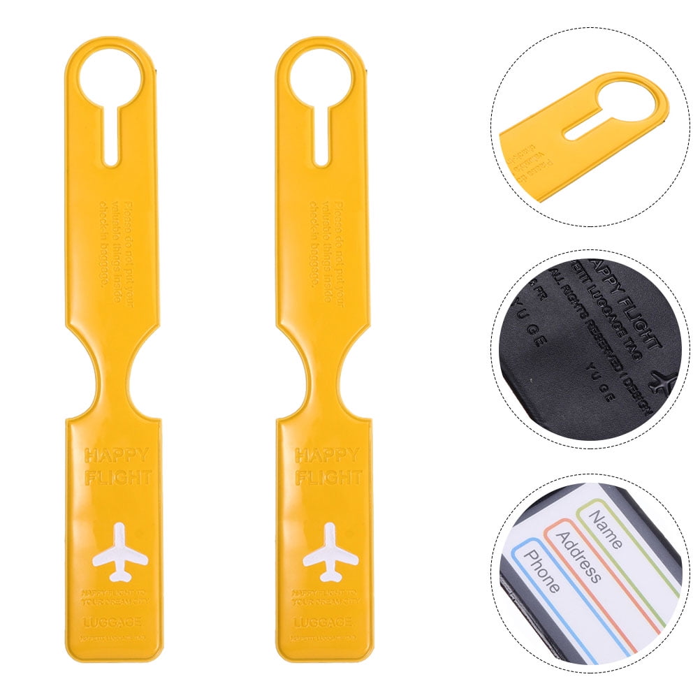 CTIRCHIU 2Set Yellow Rectangular Luggage Tags for Travelers Identifying ...