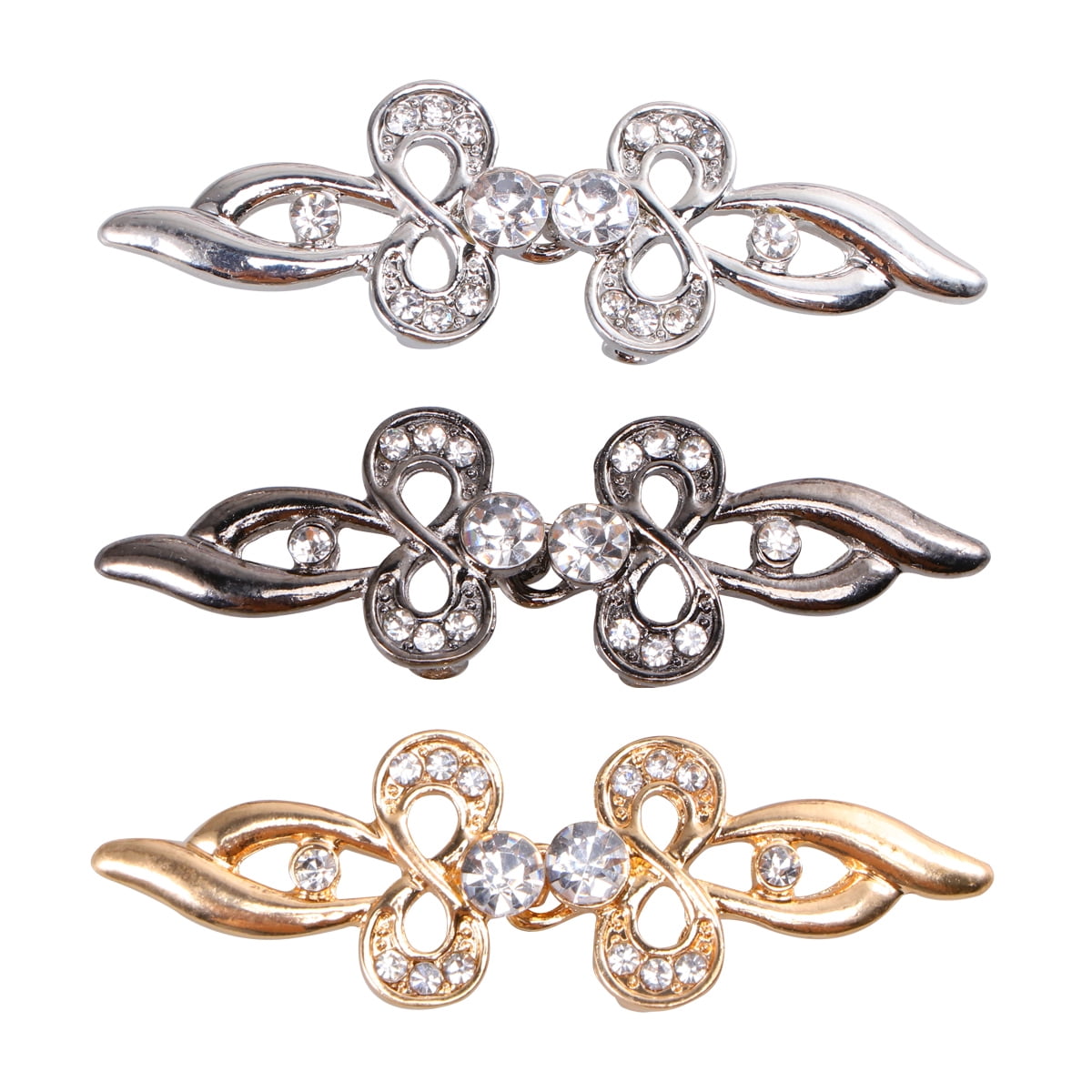 CTIRCHIU 3 Pair Decorative Metal Clasp Buckle Assorted Color Clothes ...
