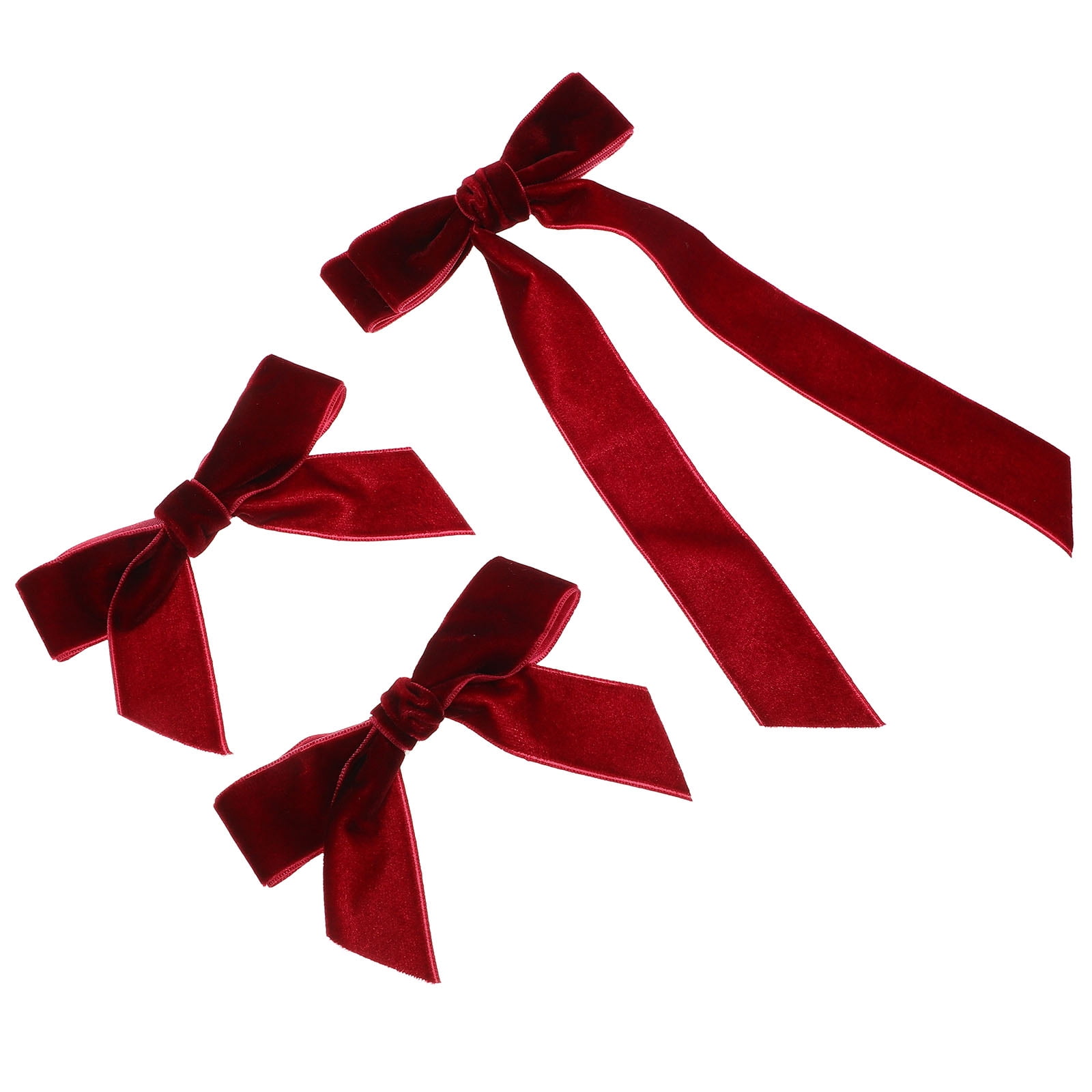 CTIRCHIU 3Pcs Velvet Bow Hair Barrettes Red Soft Hair Accessories for ...
