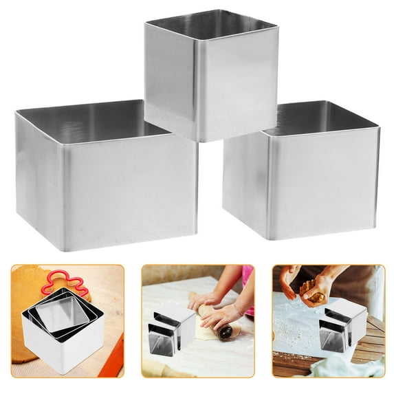 CTIRCHIU 3Piece Stainless Steel Square Cookie Cutter Set for Baking ...