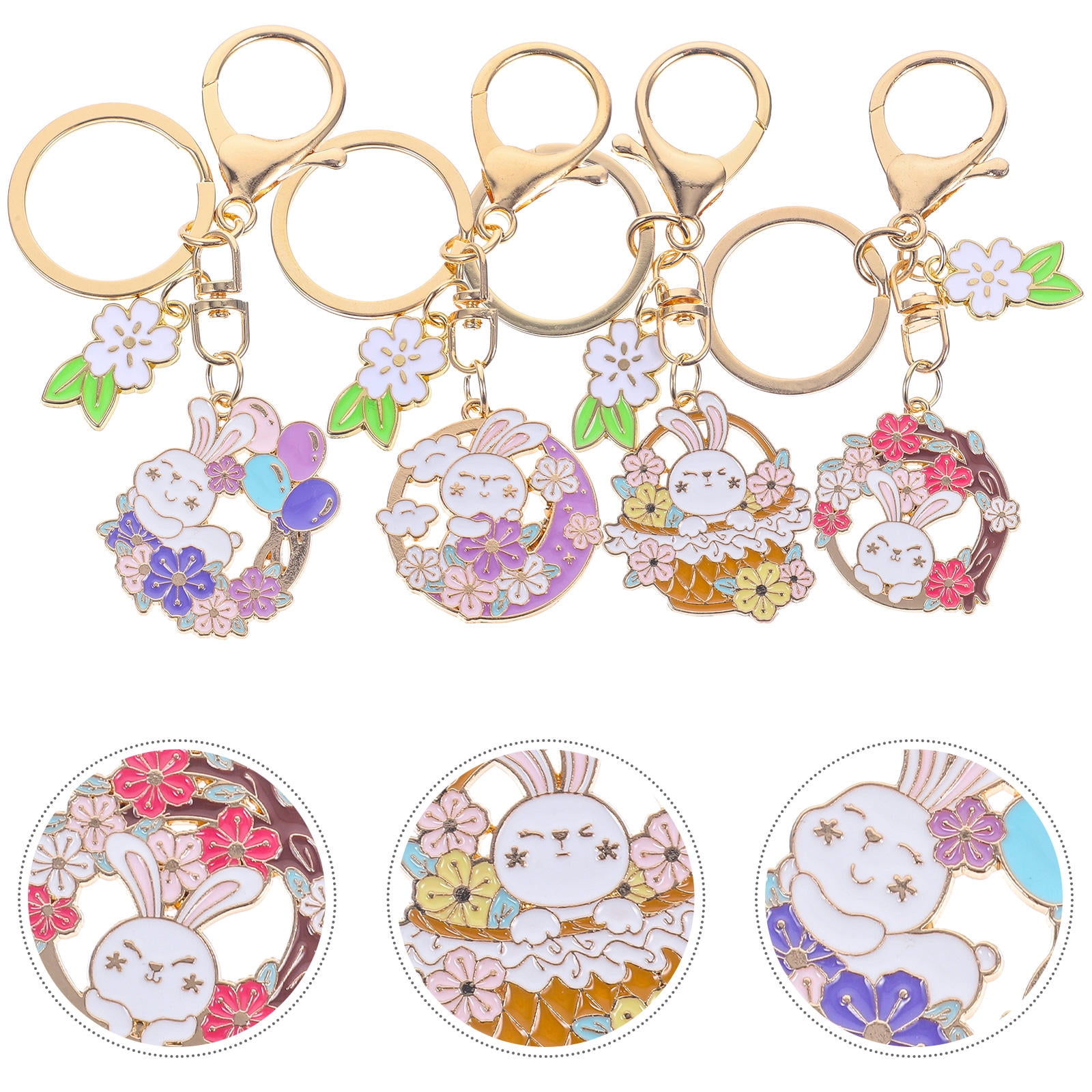 CTIRCHIU 4Pcs Animal Figure Keyring Key Pendants Bunny Shape Metal ...