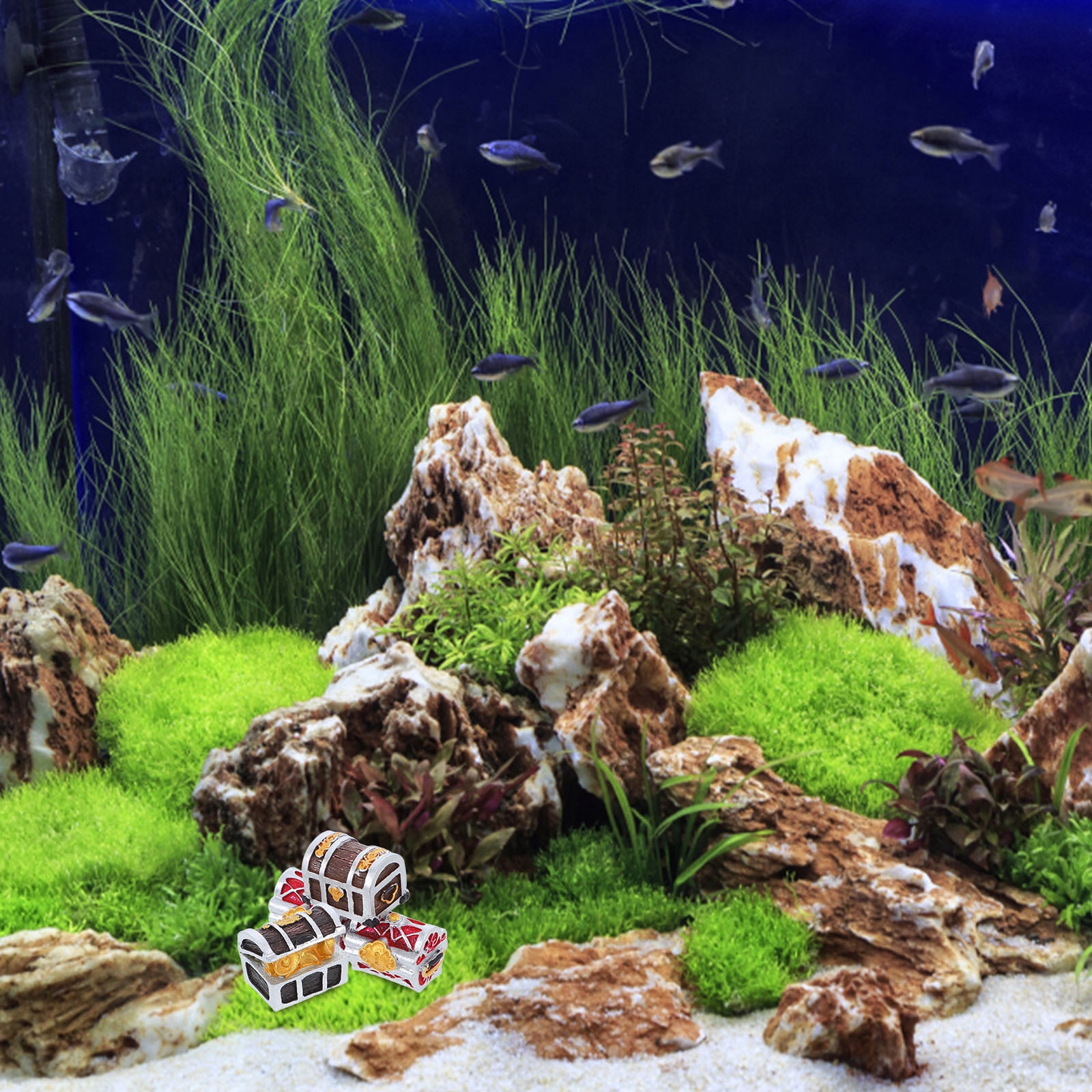 CTIRCHIU 4Pcs Aquarium Treasure Box Decoration Resin Material for ...