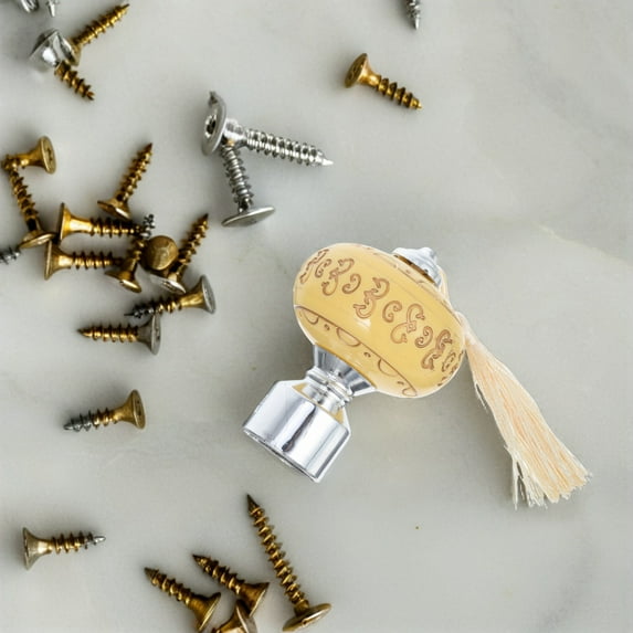 CTIRCHIU 4Pcs Curtain Rod Caps Yellow Plastic Finials Elegant Design ...