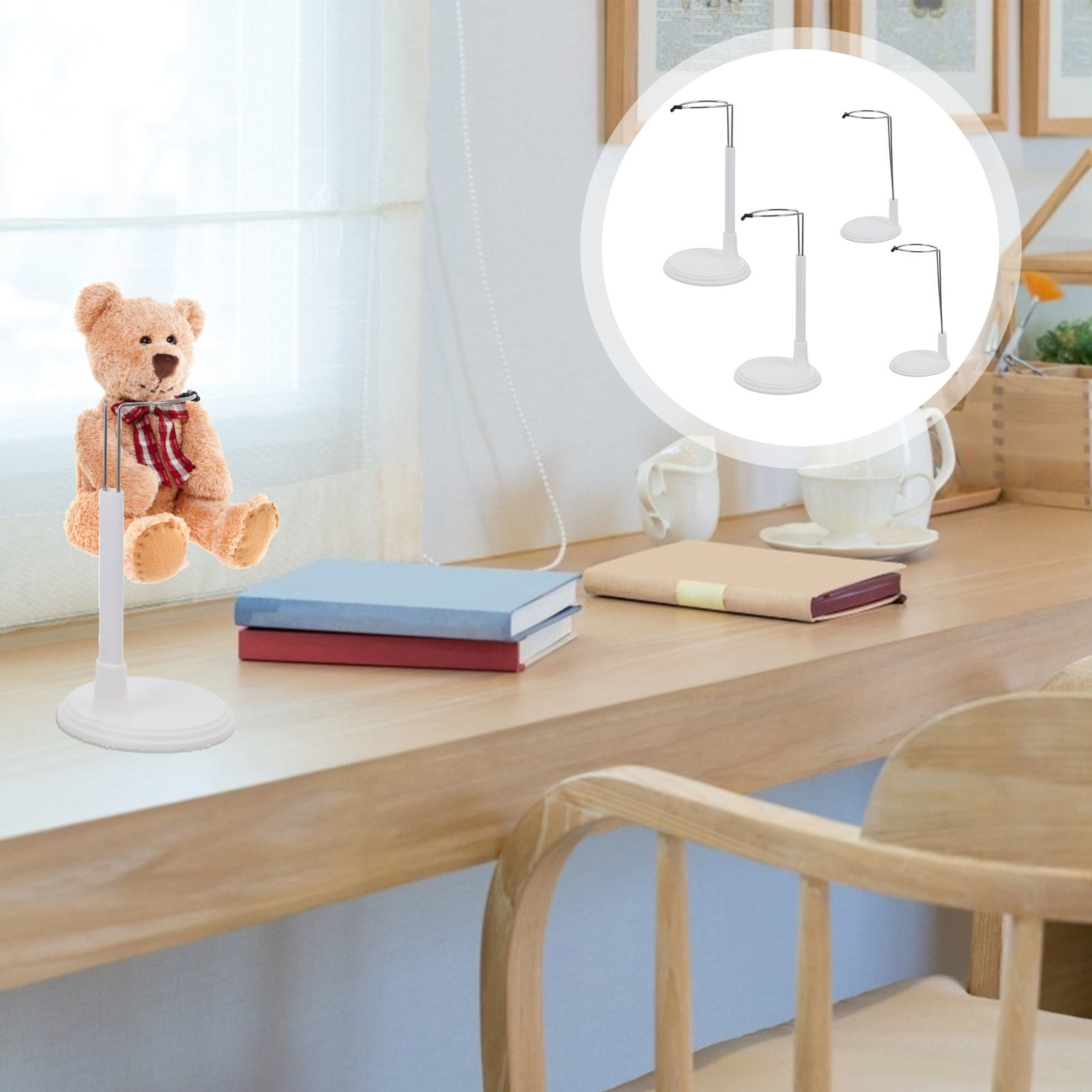CTIRCHIU 4Set Doll Display Rack White Round Base Plastic Stable Hold ...