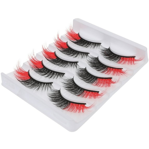 CTIRCHIU 5 Pairs Natural Look False Eyelashes for Special Occasions Red Tone False Lashes Set ...