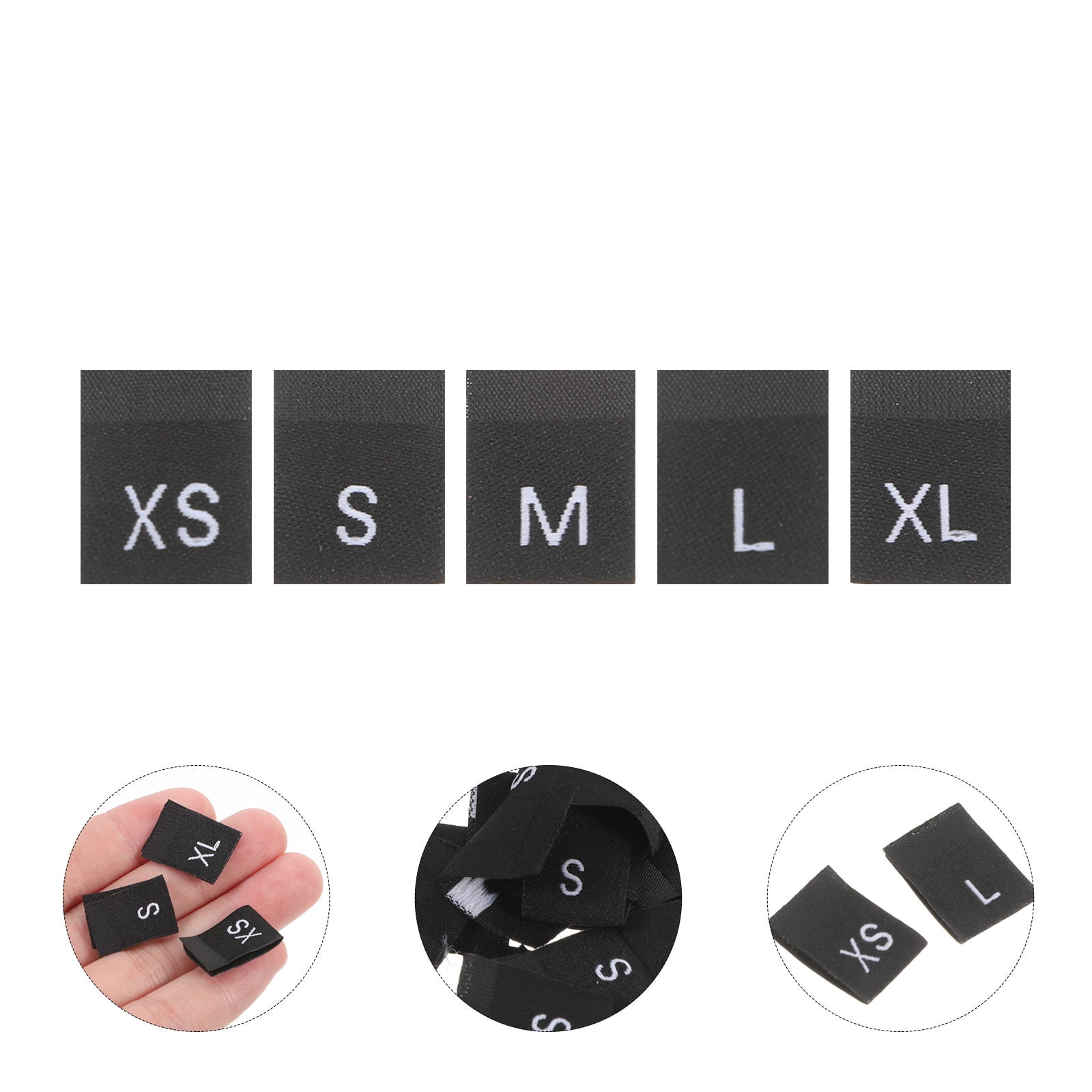 CTIRCHIU 500Pcs Size Labels Black Polyester Sewing into Clothing ...