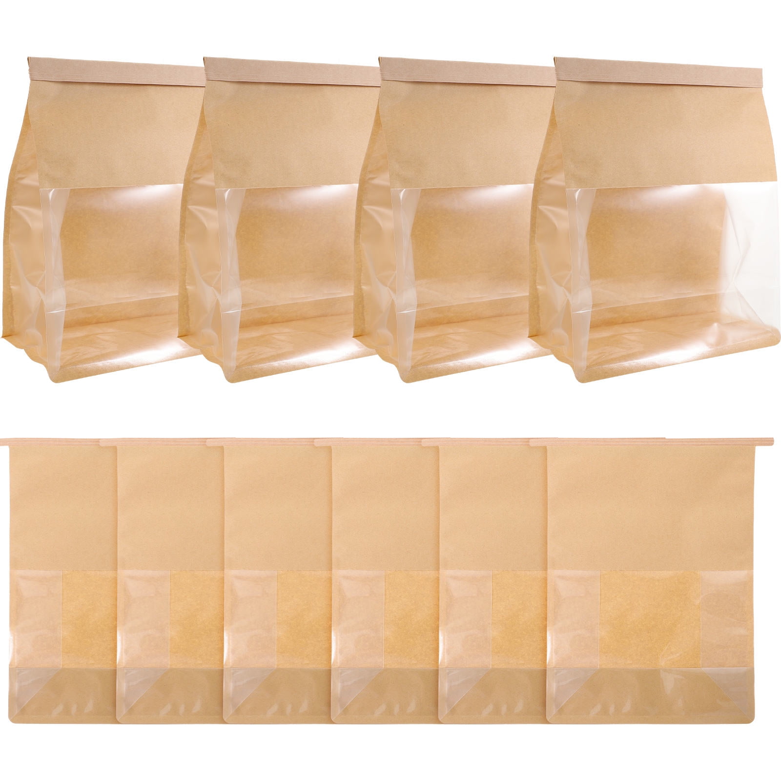 CTIRCHIU 50Pcs Paper Bags for Bread Beige with Window for Bakery Use ...