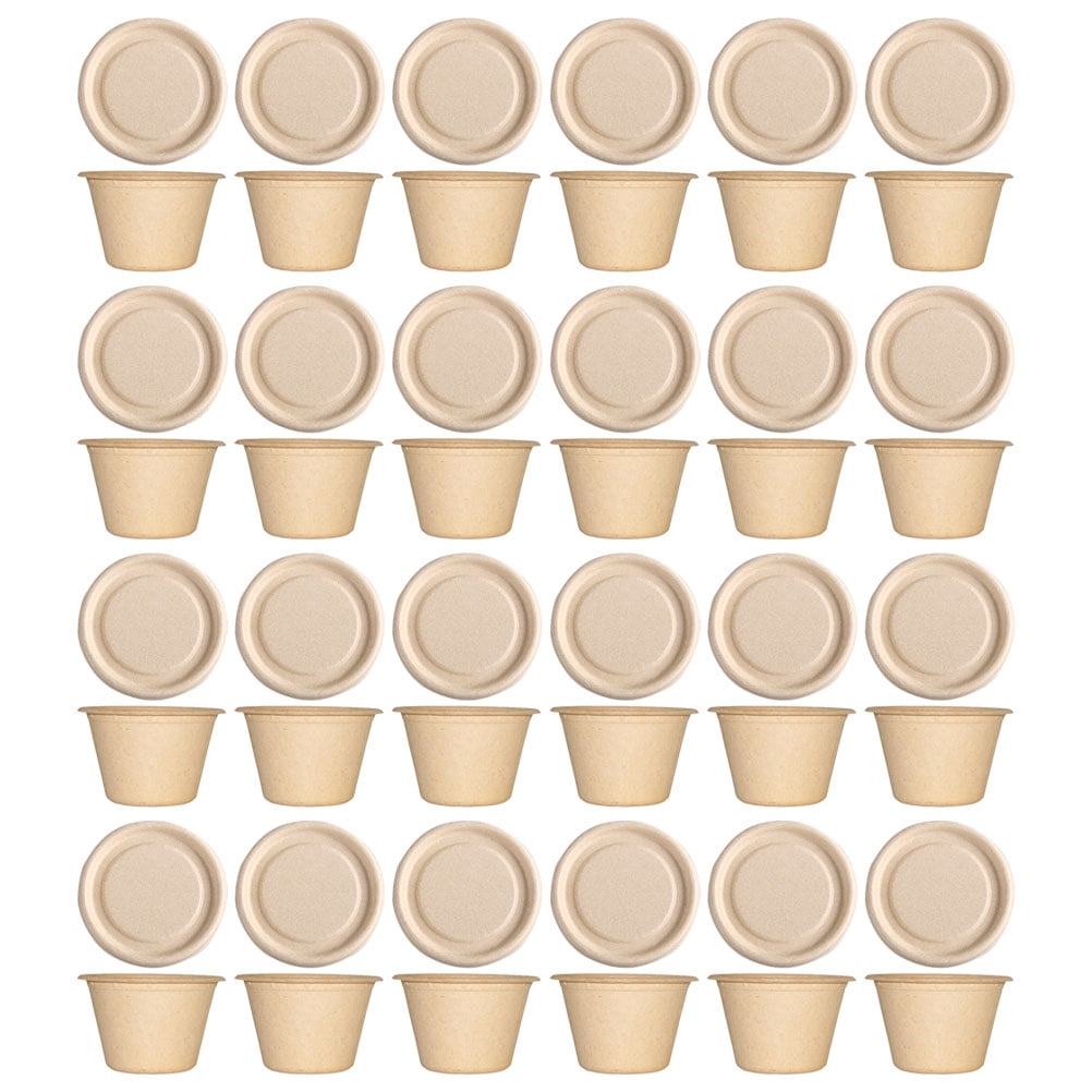 CTIRCHIU 50-Pack Small Khaki Paper Pulp Containers with Lids, Sealing ...