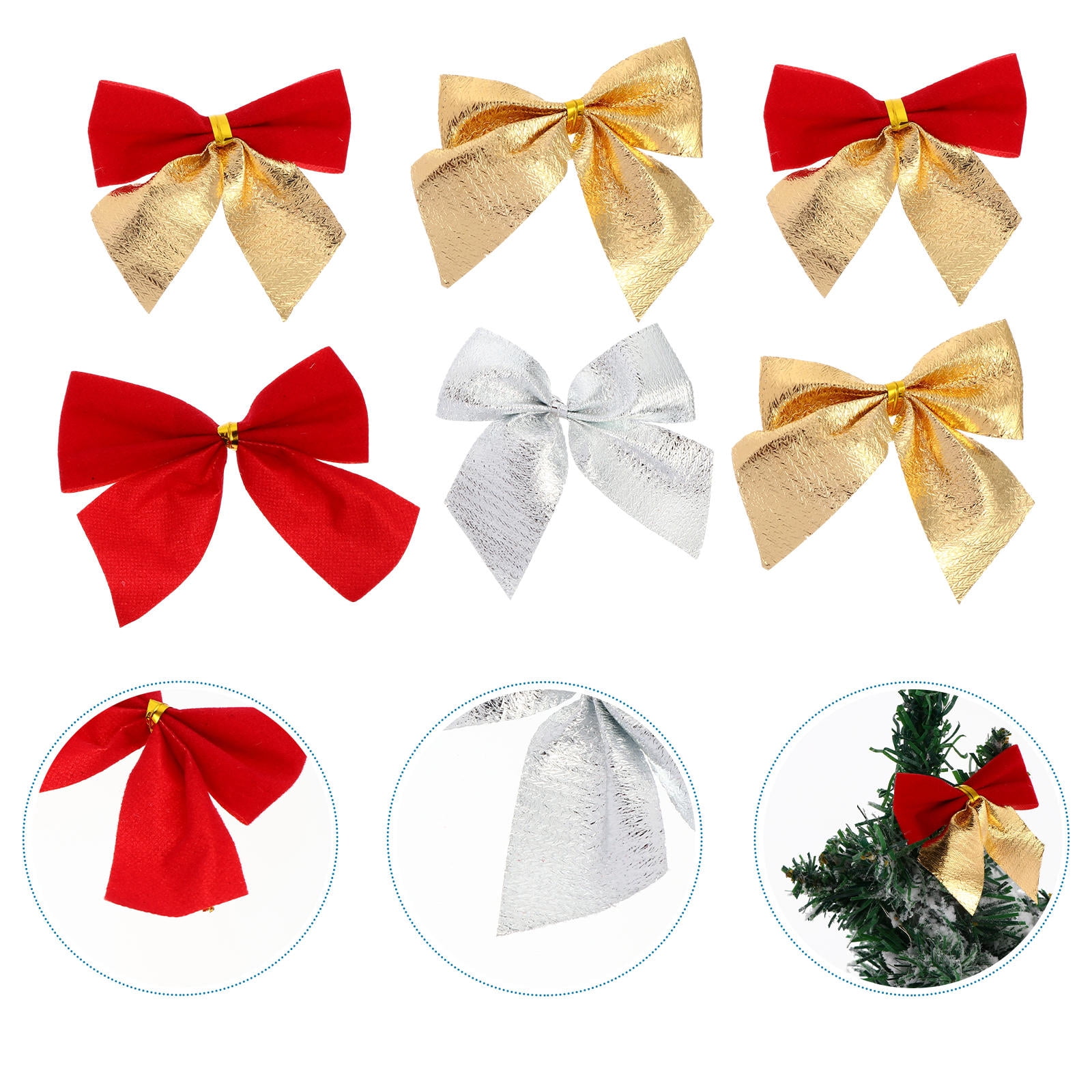 CTIRCHIU 60Pcs Christmas Bowknot Decorative Bows for Wreaths and ...