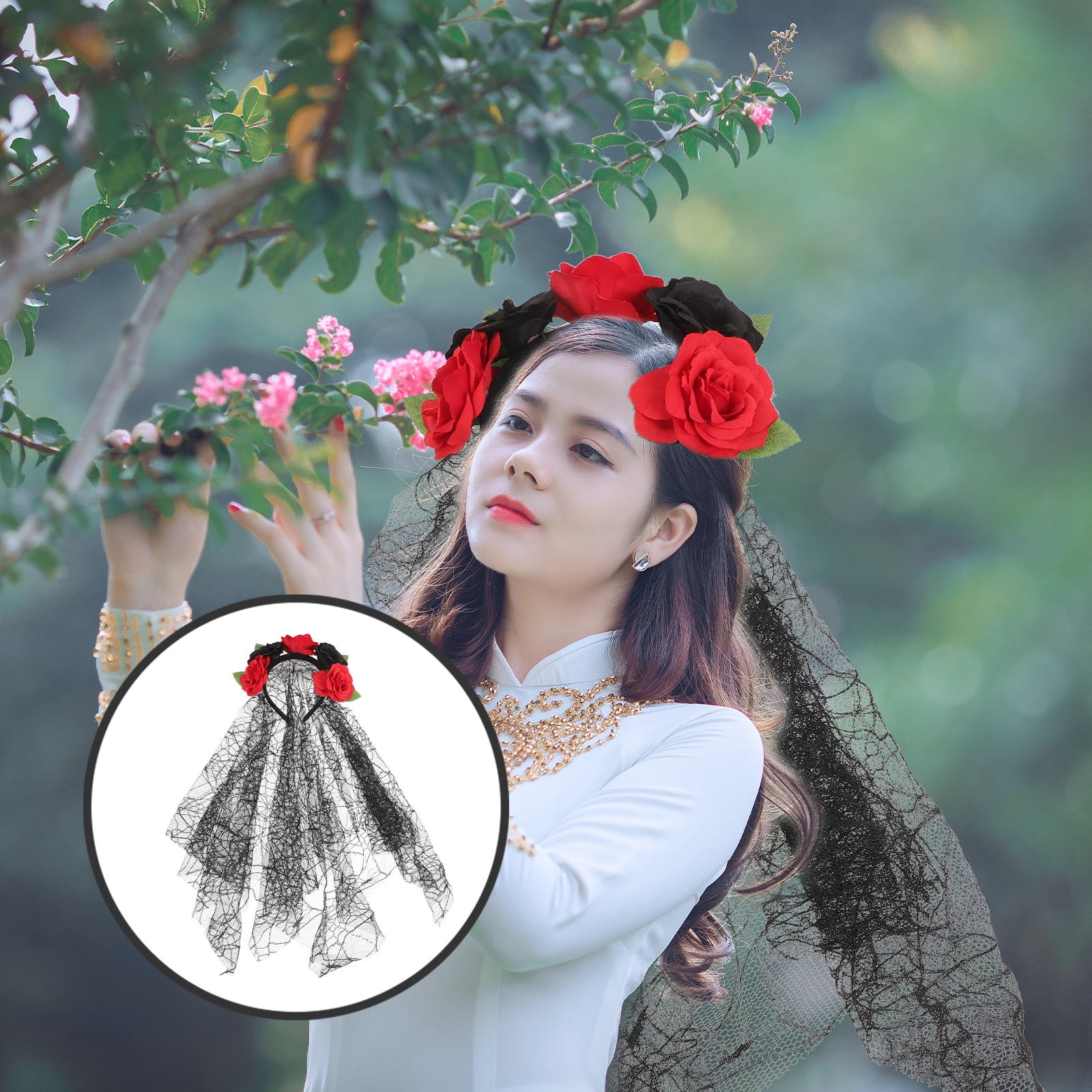 CTIRCHIU 56Pack Red Black Plastic Floral Crown Veil For Costumes - Walmart.com