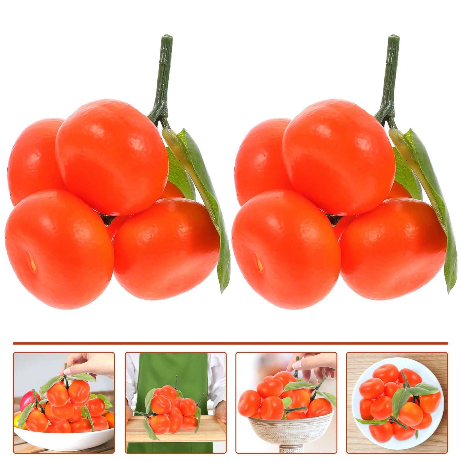 CTIRCHIU Set of 5 Decorative Plastic Faux Oranges, Round Orange Fruit ...
