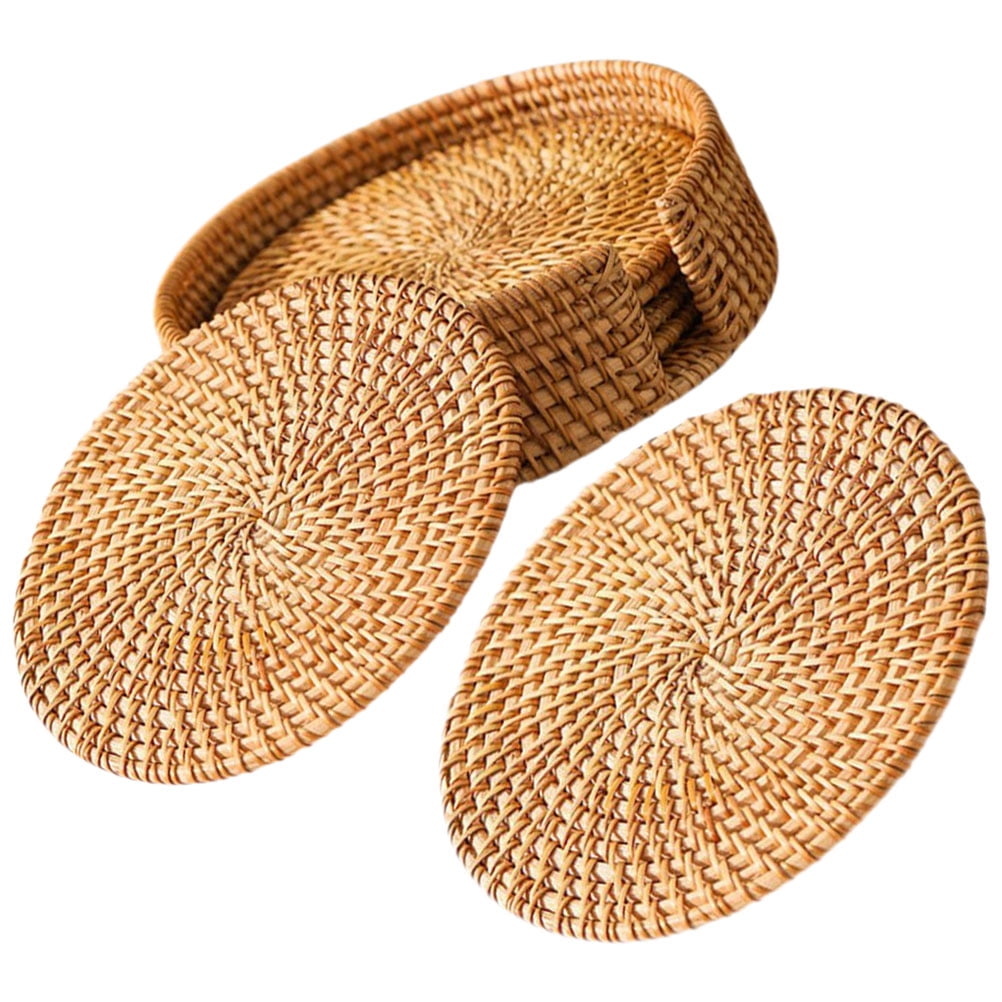 CTIRCHIU 6 Pieces Woven Placemats Rattan for Living Room 3.14x3.14in ...