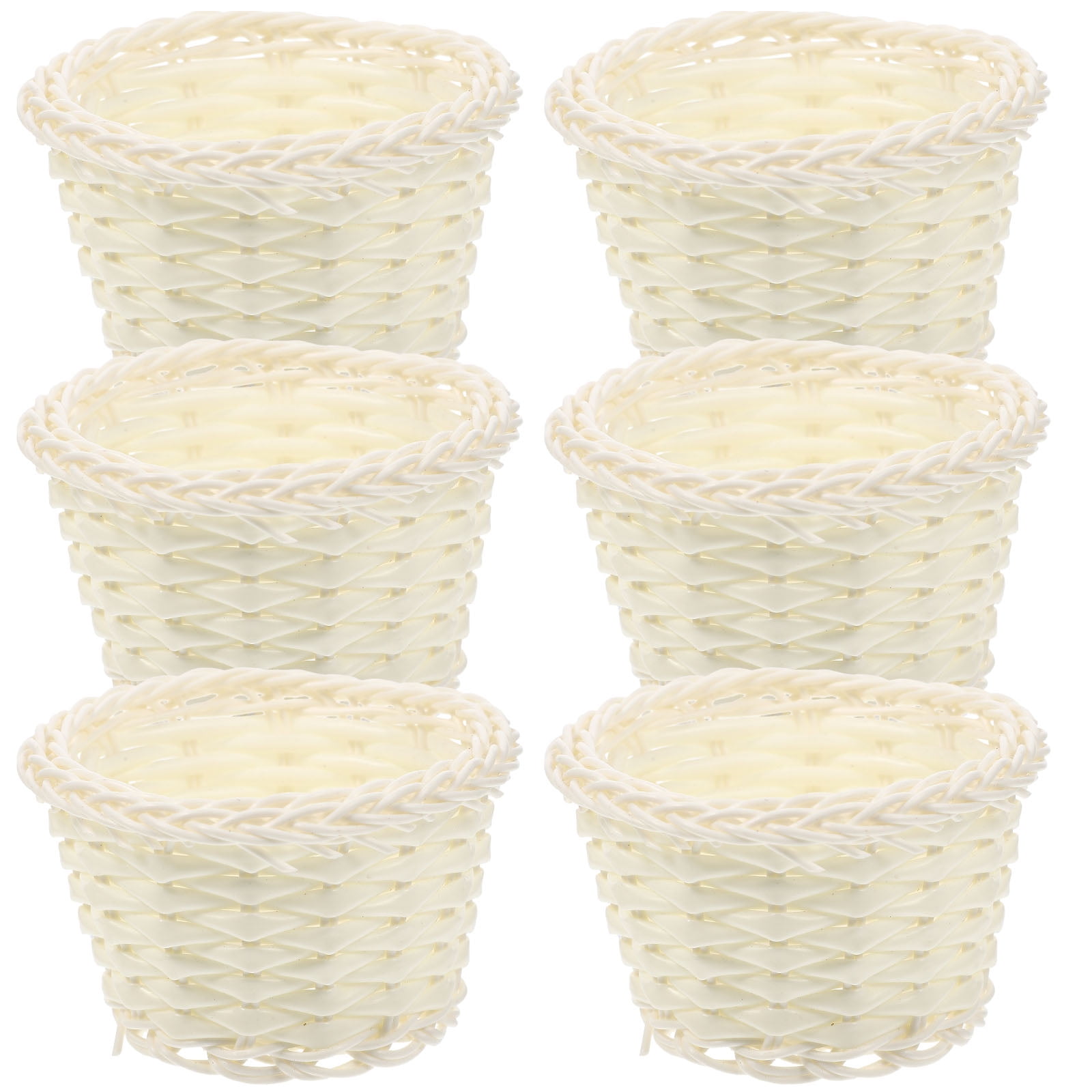 CTIRCHIU 6Pcs Mini House Picnic Basket Plastic Rattan Round Small ...