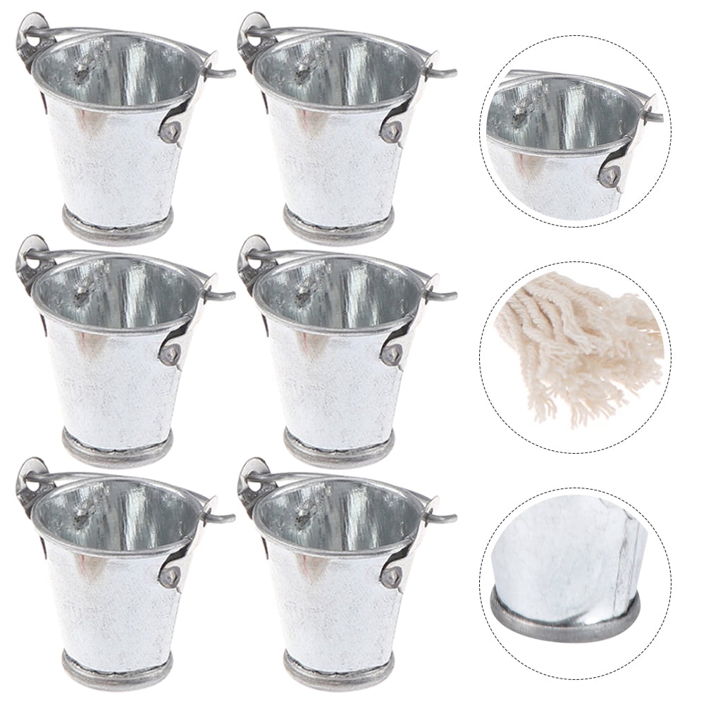CTIRCHIU 6-Pack Miniature Metal Buckets Tiny Dollhouse Furniture for ...