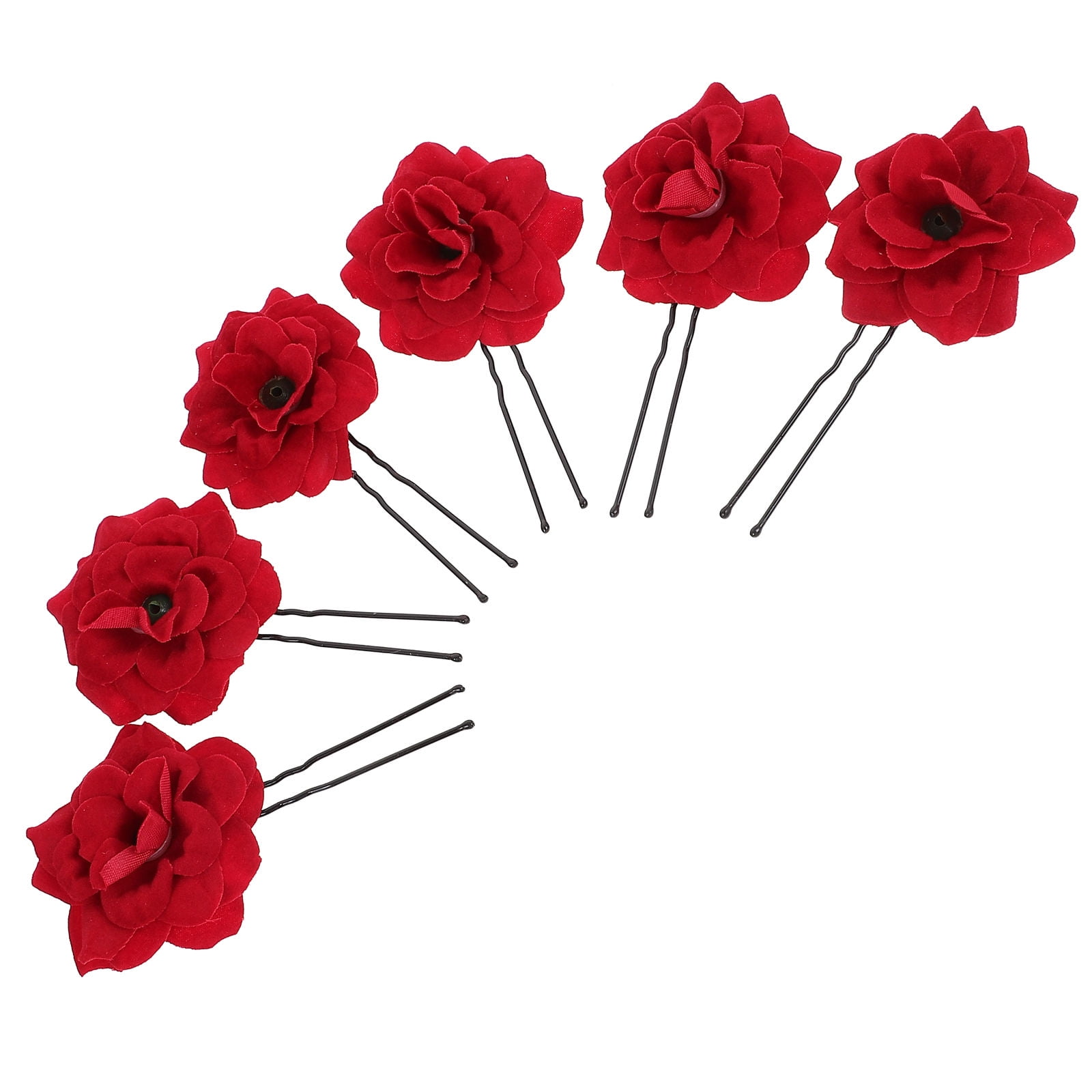 CTIRCHIU 6Pcs Red Rose Decorative Hair Chopsticks Material for Bridal ...