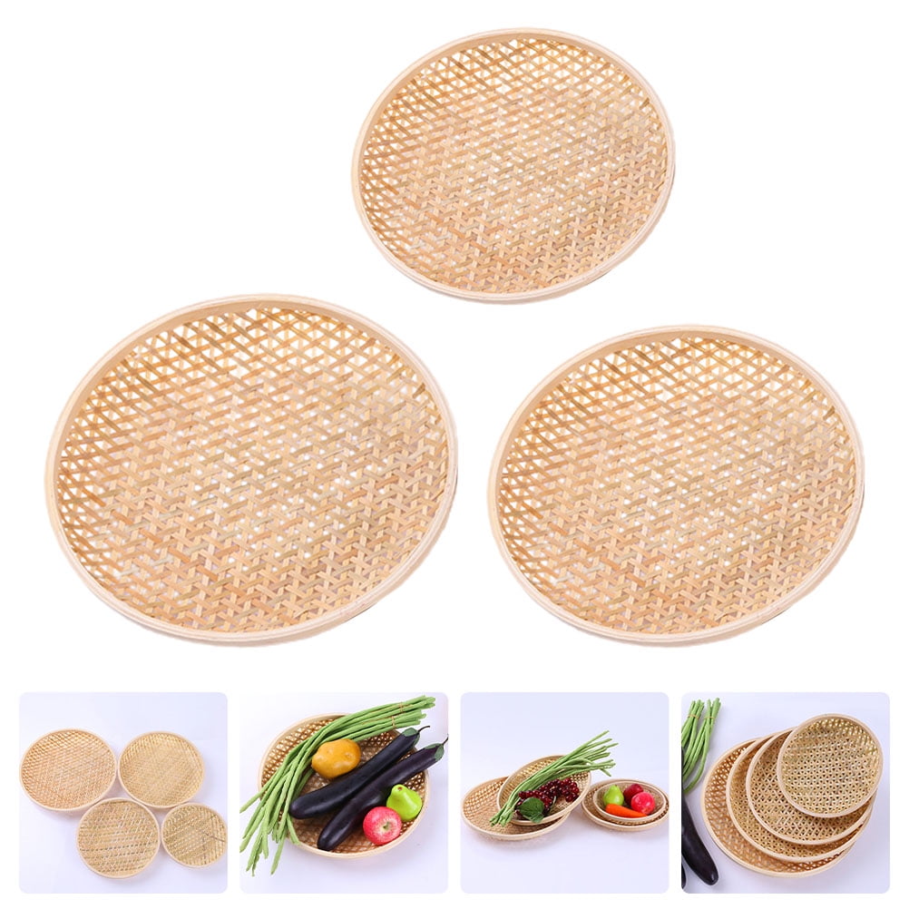 CTIRCHIU Bamboo Woven Basket Dessert Storage Tray 3Pcs for Home and ...